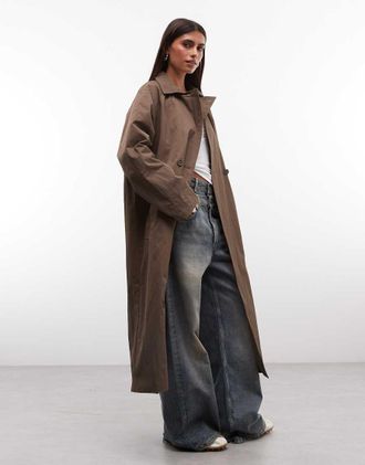 Collusion veste trench longue marron