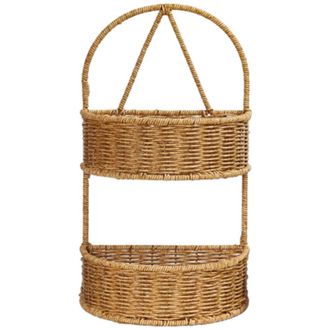 Amosfun Aufbewahrungskorb Aus Rattan Gewebt Zum Aufh&auml;ngen An Der Korb F&uuml;r Badezimmer K&uuml;che Dekoration Leicht