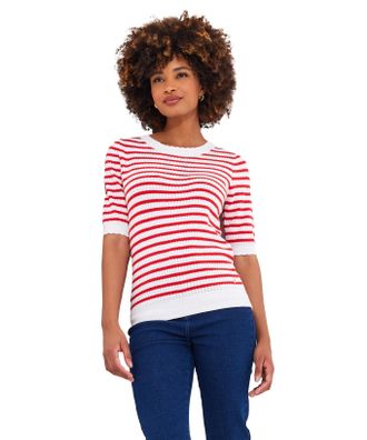 Joe Browns Damen Striped Knit Tee Pullover, rot, 38