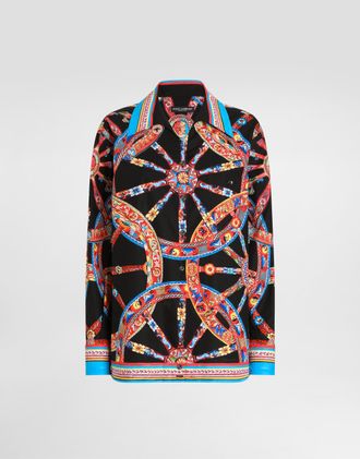 Dolce & Gabbana Hawaii-hemd Aus Popeline Mit Carretto-print - Frau Blusen Und Tops Mehrfarbig 38