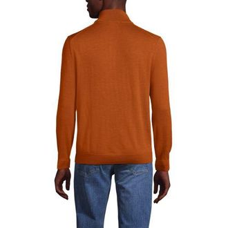 Lands End Merino-Pullover mit Zipper, Herren, Größe:44-46 regular, Orange, by Lands End