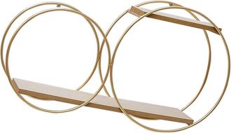 Artibetter Rundes Wandregal aus Eisen Kunst Wandmontiertes Aufbewahrungsregal in Gold Stilvolle Wanddekoration Platzsparendes Lagerregal für Schlafzimmer Küche B