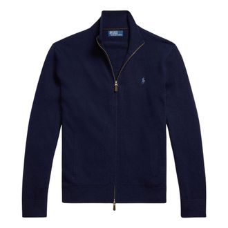 Ralph Lauren Homme, Pulls, Bleu, Taille: XL Cardigan en laine &agrave; poignets c&ocirc;tel&eacute;s