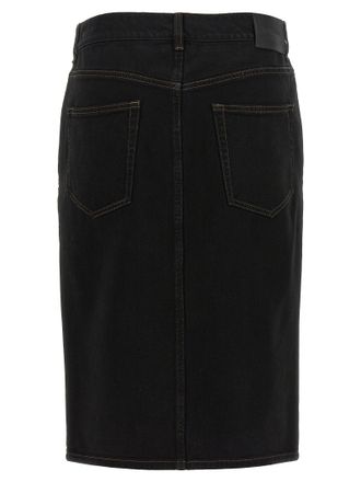 Saint Laurent Womens Black Cotton Midi Skirt