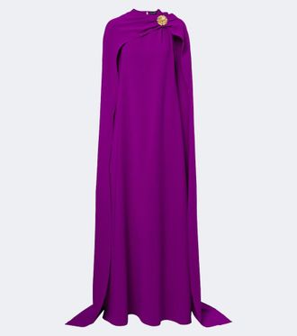 Oscar De La Renta Robe longue en soie m&eacute;lang&eacute;e &agrave; ornement