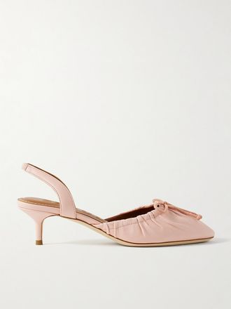 Staud Alba Ballet Slingback-pumps Aus Leder Mit Raffungen Und Schleife - Pink