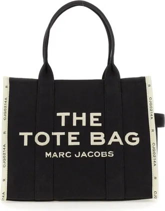 Marc Jacobs Womens Tote Bag Jacquard Black Cotton + Polyester Handbags Hand