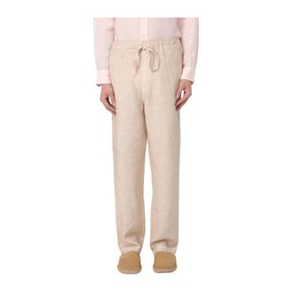 120% Lino Homme, Pantalons, Beige, Taille: XL Pantalon en Lin Coupe Décontractée