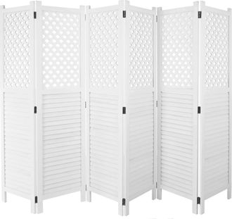 Mendler Paravent HWC-A84, Raumteiler Trennwand Sichtschutz, Ornamente 170x245cm - weiß