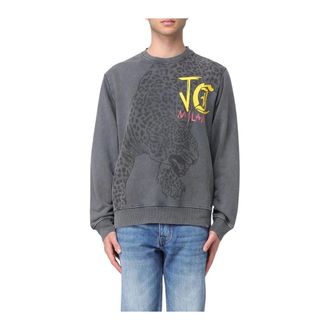 Just Cavalli Leopard Print Crew Neck Sweatshirt - - Sweatshirts & Hoodies - Herren - Grau - S