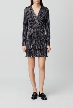 Claudie Pierlot Robe argent&eacute;e courte &agrave; volants