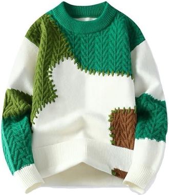 Generic Pull Col Rond Homme Sweat Imprim&eacute; Homme Col En V Homme Sweat Plaid Homme Grande Taille Pull Noir Avec Coeur Rouge Pull Militaire Bleu Marine Hoodie Ho