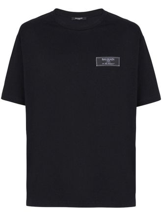 Balmain t-shirt en coton à patch logo - Noir