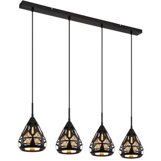 Globo Lighting Pendelleuchte Esszimmerleuchte Deckenlampe H&auml;ngeleuchte Dekor Schwarz 4-Flammig