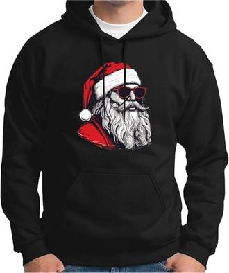 Generic Sweats &agrave; capuche de No&euml;l pour hommes P&egrave;re No&euml;l &agrave; manches longues avec poche graphique, Sweats &agrave; capuche de No&euml;l noirs pour hommes, 3XL