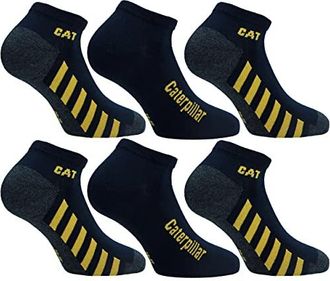 CAT Caterpillar 6 Paires Chaussettes Sneaker Longueur Cheville - Talon Pointe Renforc&eacute;s - Coton (Bleu, 43-46)