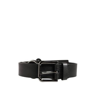 Dolce & Gabbana Homme, Accessoires, Noir, Taille: ONE Size Ceinture Cha&icirc;ne Argent&eacute;e en Cuir