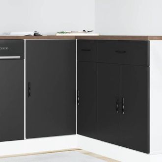 vidaXL Meuble bas du lavabo noir bois ding&eacute;nierie Vidaxl