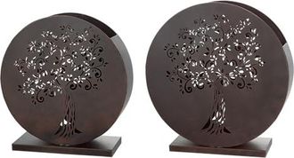 Gilde 2er Set Windlichter Gartenbaum aus Metall - braun - 2 Gr&ouml;&szlig;en - Kerzenleuchter