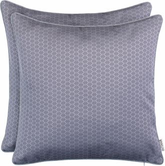 Brandsseller Outdoor Garten Kissen Dekokissen Wabenoptik Schmutz- und Wasserabweisend mit Reißverschluss ca. 45x45cm 2er Set Dunkelgrau