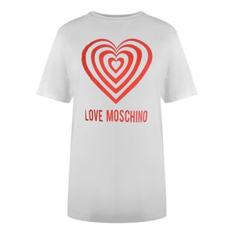 Moschino Love Moschino Wei&szlig;es T-shirt Mit Gro&szlig;em Rotem Herzlogo