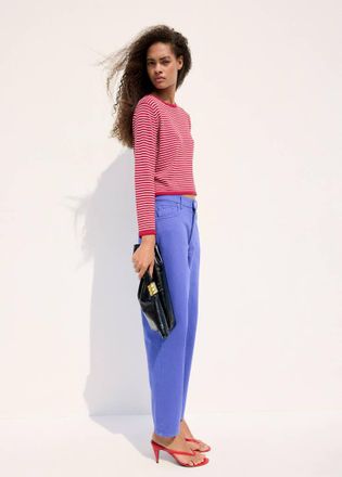 Mango Pull-over en maille &agrave; rayures rouge - Femme - XXL - MANGO