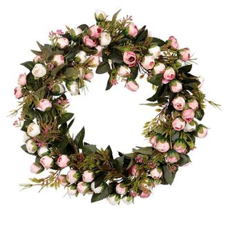 F Fityle Romantische T&uuml;rkranz Wandkranz Dekokranz mit Rosen und Rattan Deko als Wohnkultur und Requisiten