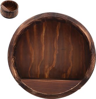 Artibetter Rustikales Wandregal aus Holz Weinfass Design Wandmontage Getränkeflaschenhalter Vintage Bar Dekoration Platzsparend für Whiskey Wein Schnapsflaschen 