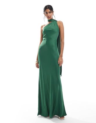 Maids to Measure Linvitée - Robe longue avec encolure foulard multi-positions - Émeraude-Vert