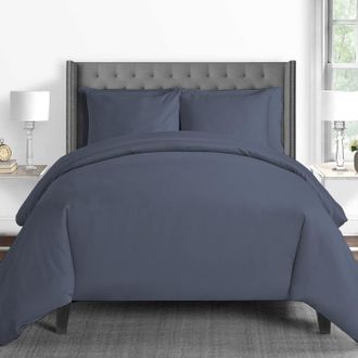 Pizuna 600 Fadenzahl aus Baumwolle Bettw&auml;sche Dunkel Blau, 100% Langstaple Baumwolle Bettbezug und Kissenbezug, 100% Baumwolle Mako Satin 2-Teilig Bettw&auml;sche