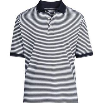 Lands End Supima Kurzarm-Polo, Classic Fit, Herren, Gr&ouml;&szlig;e:44-46 regular, Blau, Baumwolle, by Lands End