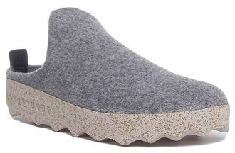 Asportuguesas Asportuguesas Come P018023006 Damen Hausschuhe Slipper Clogs Naturwollfilz Nachhaltig grau, Größe:37, Farbe:Grau (EU 37)