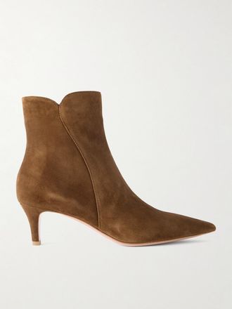 Gianvito Rossi Levy 55 Ankle Boots Aus Veloursleder - Braun