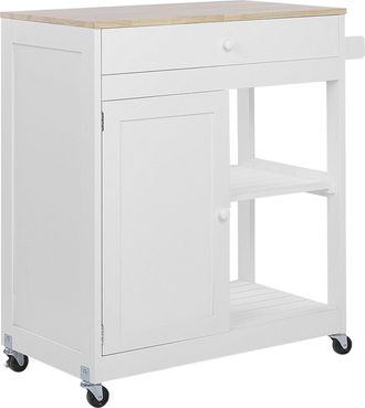 Beliani Praktischer Servierwagen mit Ablage Schublade Schrank Landhausstil weiß Trapani