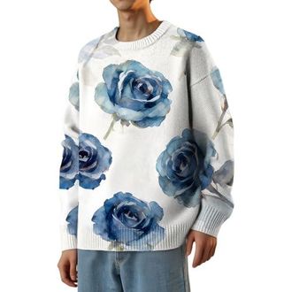 Generic Pull pour homme - Pull thermique à manches longues et col rond pour homme - Pull ample décontracté facile dentretien - Poignets élastiques - Pull tric