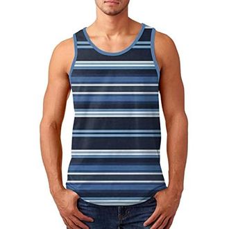 Generic D&eacute;bardeur de sport ray&eacute; pour homme - Haut de plage d&eacute;contract&eacute; &agrave; rayures - &Eacute;l&eacute;gant - Sans manches - Haut ample - En coton lourd, bleu, 3XL