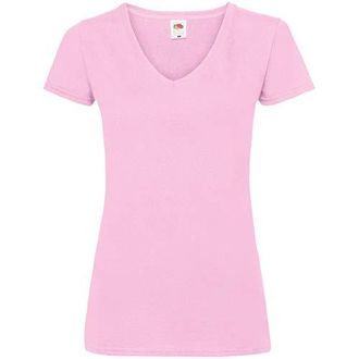 Fruit Of The Loom T-shirt &agrave; col en V pour femme, rose clair, M
