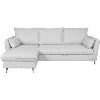 Miliboo Schlaf-Ecksofa rechts mit Stauraum hellgrau DRISS