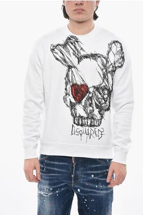 Dsquared2 Brushed Cotton Crew Neck Sweatshirt with Contrast Print size S