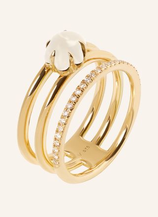 Vieri Vieri Ring Wolke Milchquarz Brillant Pav&eacute; Dreireihig gold