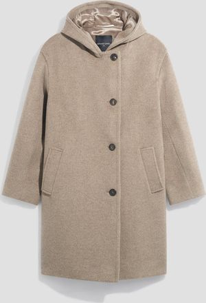 Gerard Darel Manteau &agrave; capuche en laine et angora - ADRA - Muscade