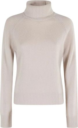Seventy Femme, Pulls, Beige, Taille: 36 FR Pull Beige à Col Roulé avec Manches Raglan