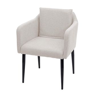 Mendler Esszimmerstuhl HWC-H93AM, K&uuml;chenstuhl Lehnstuhl Stuhl - Stoff/Textil Creme-beige