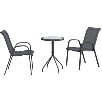 vidaXL Ensemble Bistro de Jardin 3 Pi&egrave;ces Anthracite Textil&egrave;ne et Acier Vidaxl