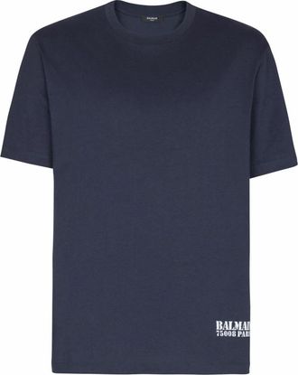 Balmain T-Shirt mit kleinem Stempel-Print - - Tops - Herren - Blau - XS