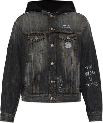 Palm Angels Vintage-Effekt Denimjacke - - Jackets - Herren - Schwarzk - L