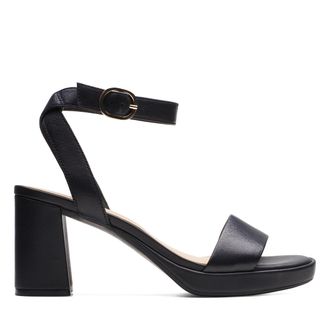 Clarks Damen Ambyrlyn Bay Sandale mit Absatz, Schwarz Leder, 40 EU