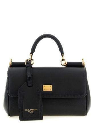 Dolce & Gabbana My Sicily Calfskin Leather Top Handle Bag - Black