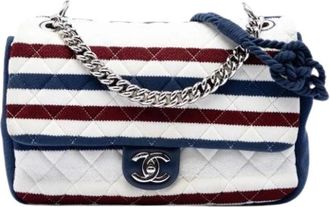 Chanel Sac bandouli&egrave;re matelass&eacute; &agrave; rayures en jersey Pre-owned - Femme - Pre-owned - Multicolore - Taille: ONE Size