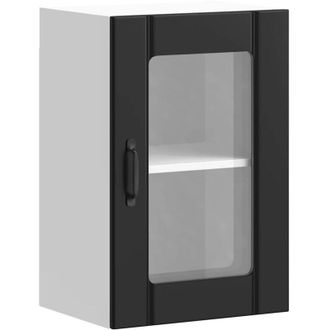 vidaXL Vidaxl - Armoire murale de cuisine avec porte en verre Lucca noir